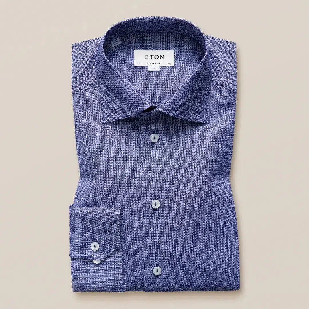 ETON Contemporary Fit Graphic Pattern Shirt Navy Blue