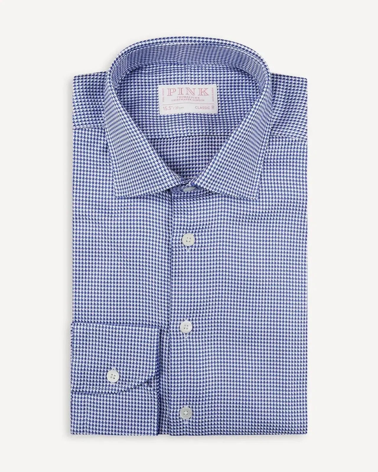 Thomas Pink Classic Fit Geometric Formal Shirt Deep Blue/White